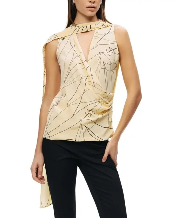 NOCTURNE Draped Sleeveless Blouse