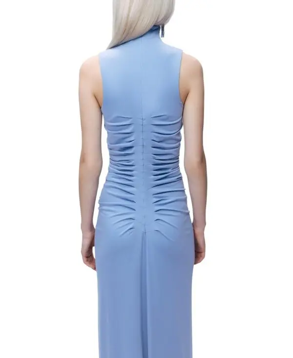 NOCTURNE Ruched High-neck Maxi Dress - Blue