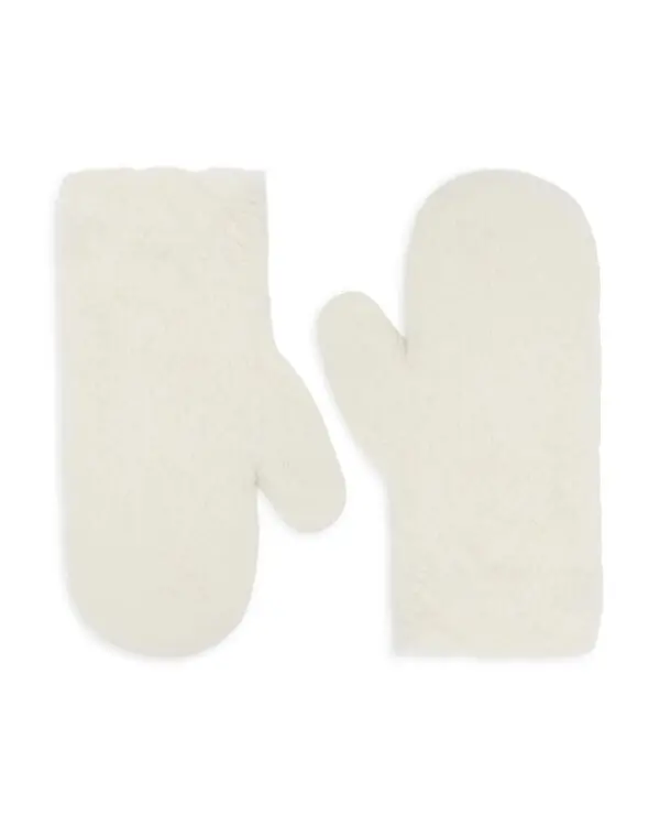 Max Mara Ombrato Alpaca Blend Teddy Mittens - Optical White