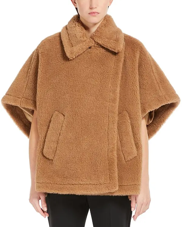 Max Mara Wool And Silk Teddy Poncho Jacket