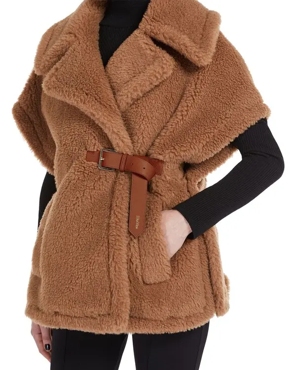 Max Mara Wool & Silk Teddy Poncho