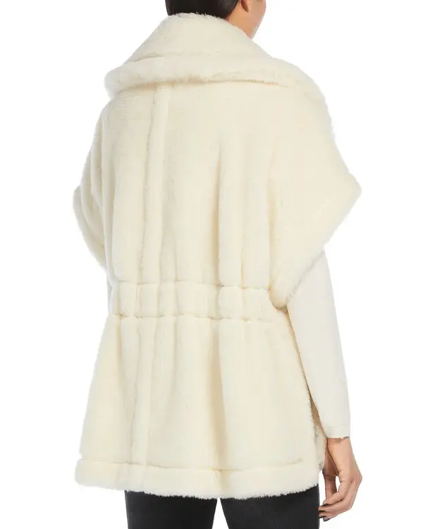 Max Mara Alpaca, Wool & Silk Teddy Poncho - Optical White