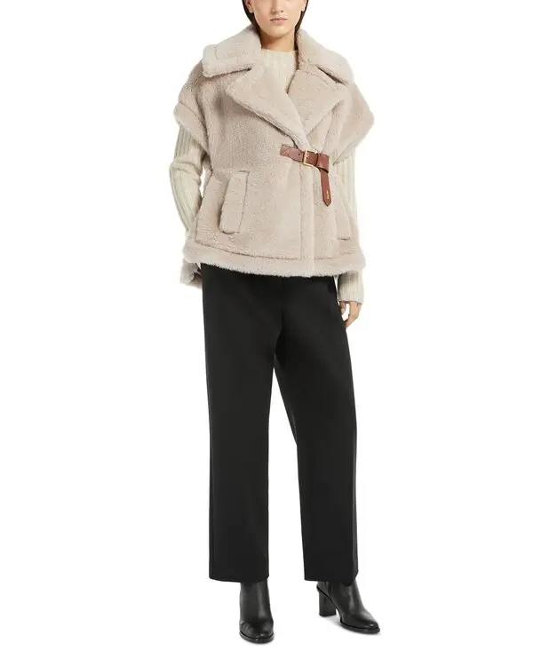 Max Mara Alpaca, Wool And Silk Teddy Poncho - Beige