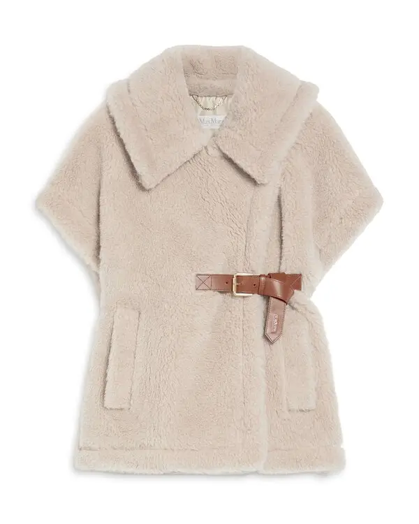 Max Mara Alpaca, Wool And Silk Teddy Poncho - Beige