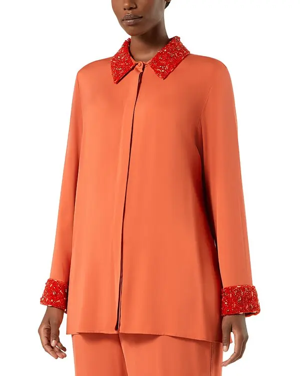 Marina Rinaldi Mrezagara Embellished Blouse - Red