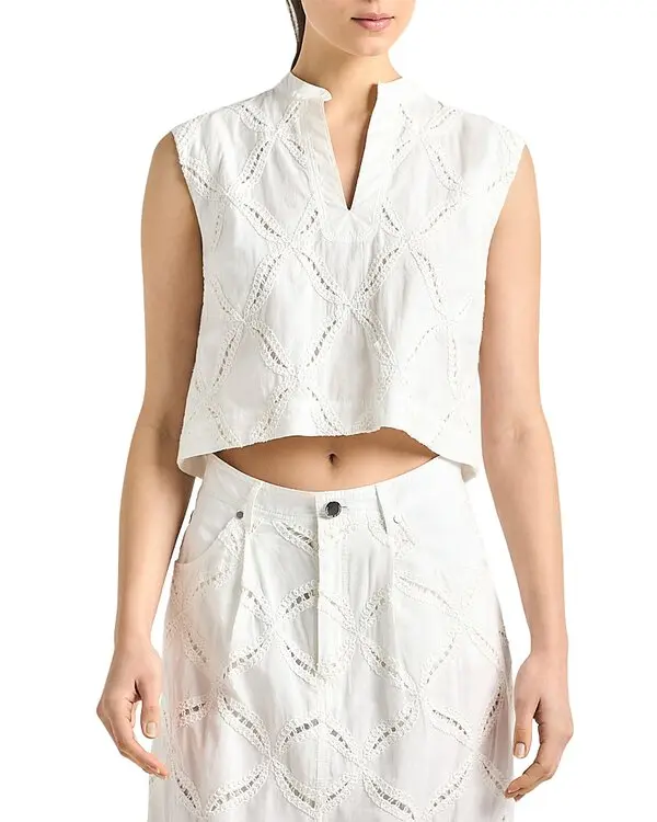 Derek Lam 10 Crosby Cropped Eyelet Top