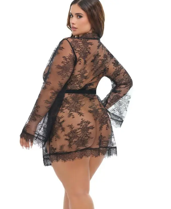 OH LA LA CHERI Curvy Amour Short Lace Robe
