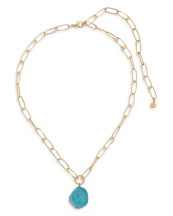 Ettika 18k Gold Plated Gemstone Chain Link Pendant Necklace