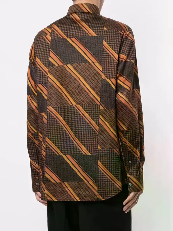 PORTS V Mixed-print Long-sleeved Shirt