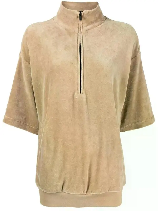 Fear Of God Velour Mock-neck Half-sleeve Top