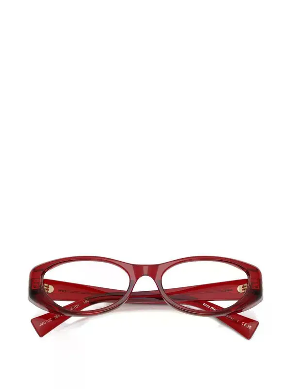 Miu Miu Oval Frame Eyeglasses - Red