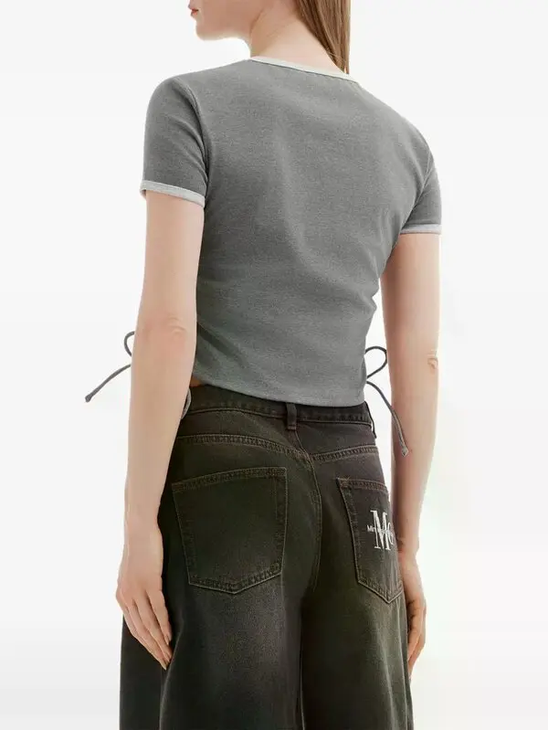 MINI CREAM Drawstring-hem Cropped T-shirt
