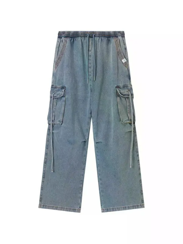 MINI CREAM Strap-detail Cargo Jeans - Blue