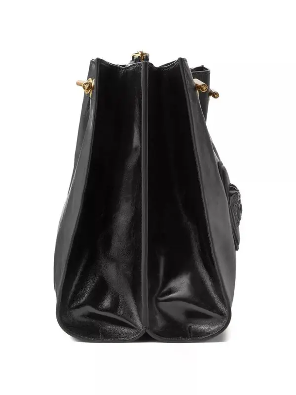 Versace Cabine Leather Shoulder Bag - Black