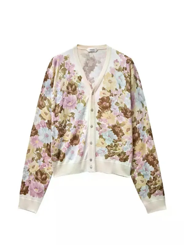 Versace Floral Silk Knit Cardigan