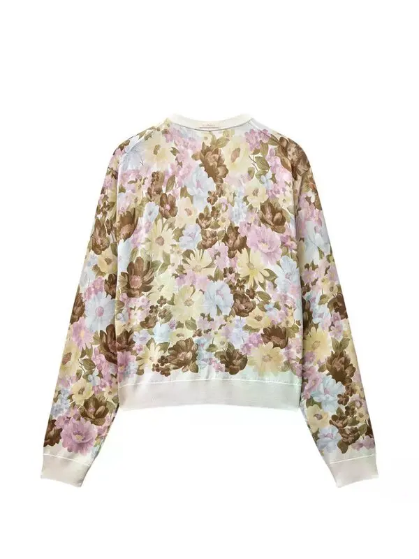 Versace Floral Silk Knit Cardigan