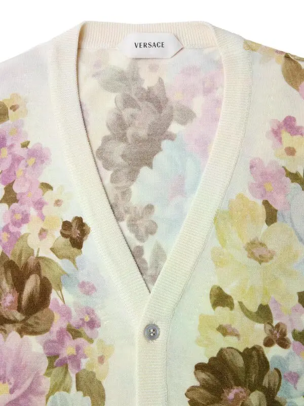 Versace Floral Silk Knit Cardigan