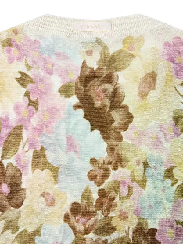 Versace Floral Silk Knit Cardigan