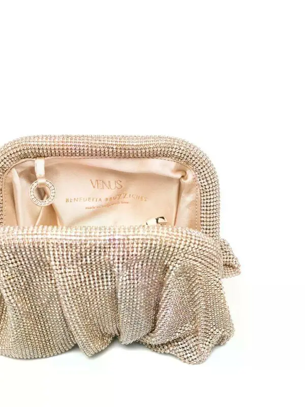 Benedetta Bruzziches Crystal Embellished Chain Clutch - Gold