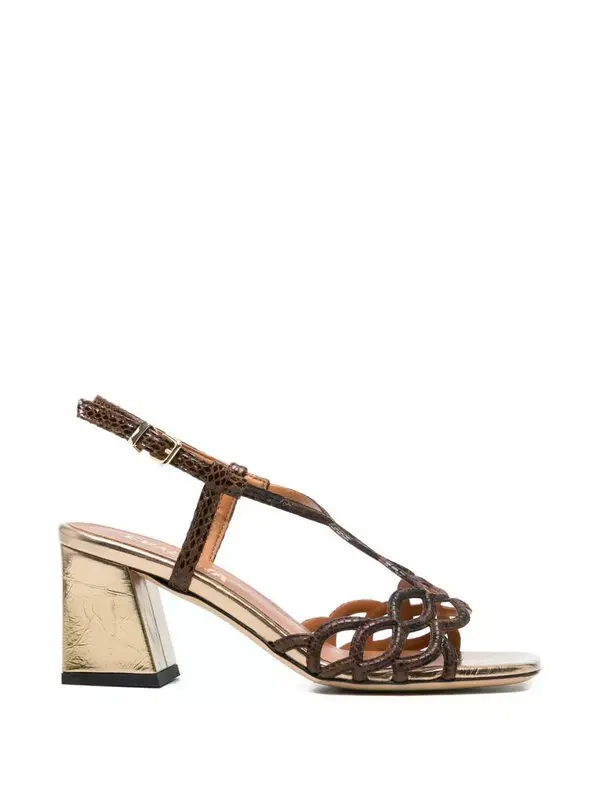 EVALUNA Block Heel Sandals - Brown
