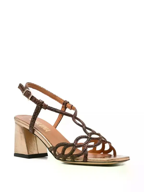 EVALUNA Block Heel Sandals - Brown