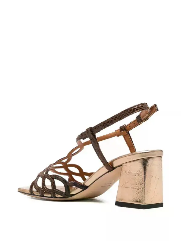 EVALUNA Block Heel Sandals - Brown