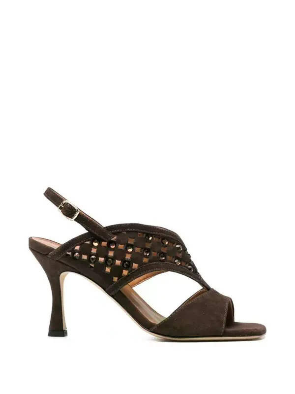 EVALUNA Heeled Suede Sandals - Brown