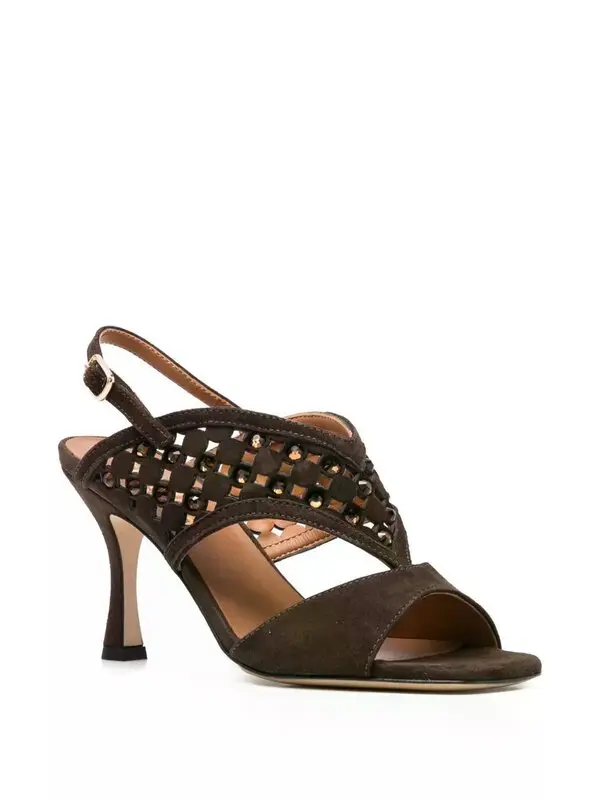 EVALUNA Heeled Suede Sandals - Brown