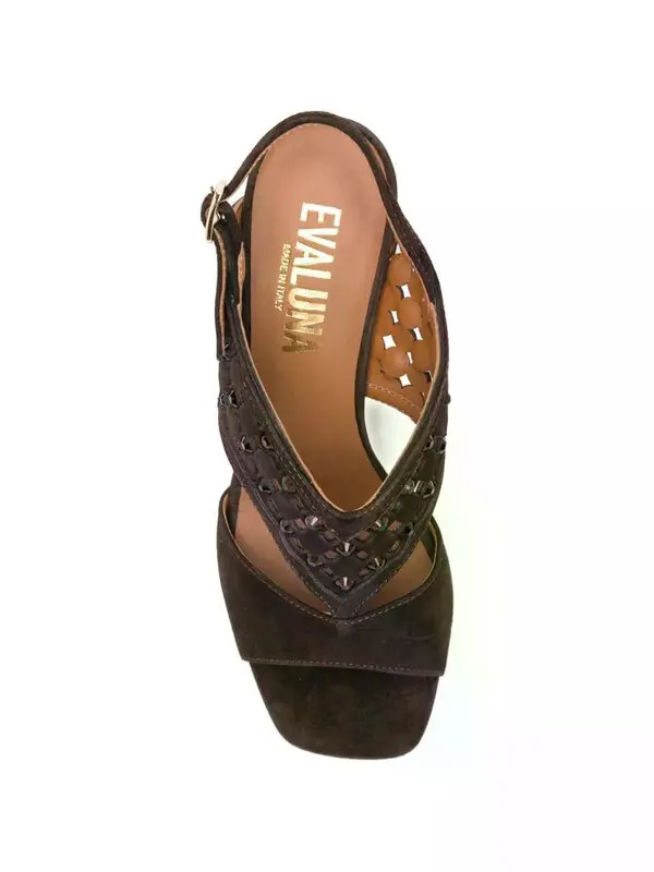 EVALUNA Heeled Suede Sandals - Brown