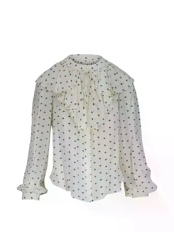 Veronica Beard Ruffled Print Blouse