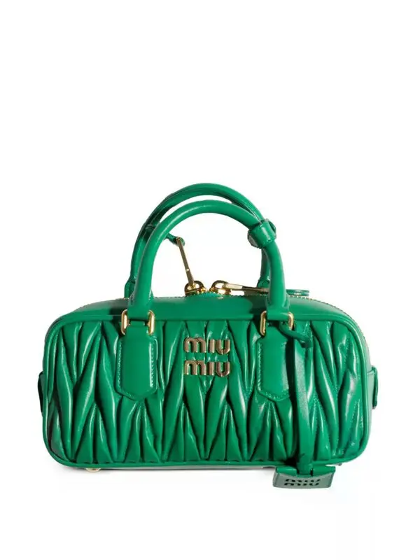 Miu Miu Arcadie Matelassé Nappa Leather Bag - Green