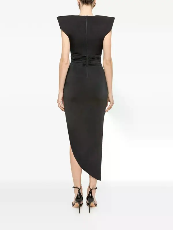 NISSA Ruched Midi Dress - Black