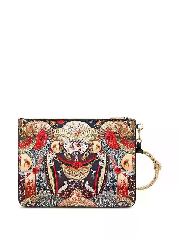 Camilla Printed Clutch With Scarf And Ring Detail