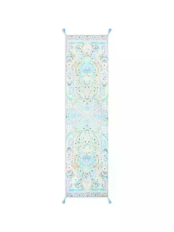 Camilla Crinkle Tassel Scarf - Blue
