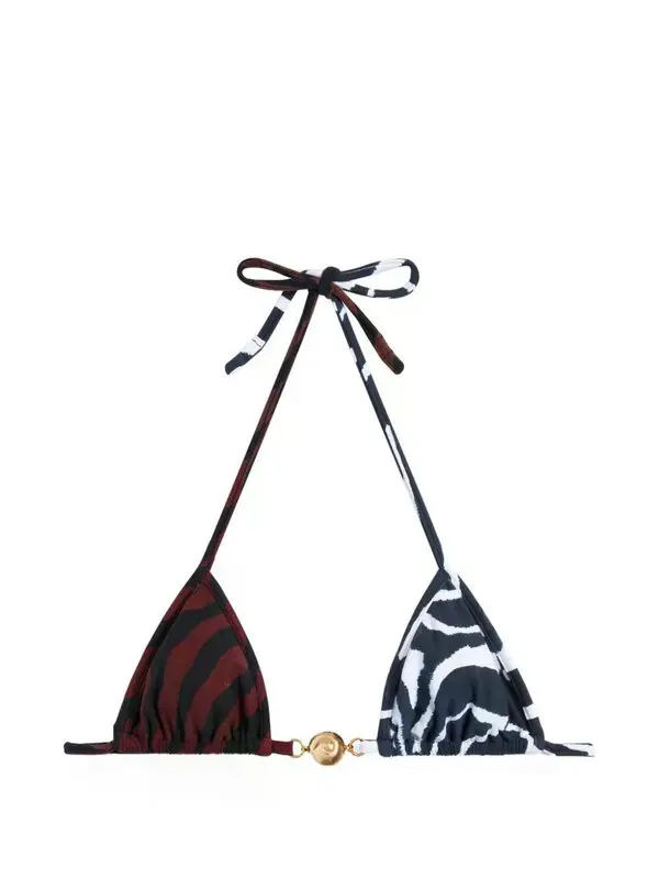 REINA OLGA Animal-print Bikini Top - Black