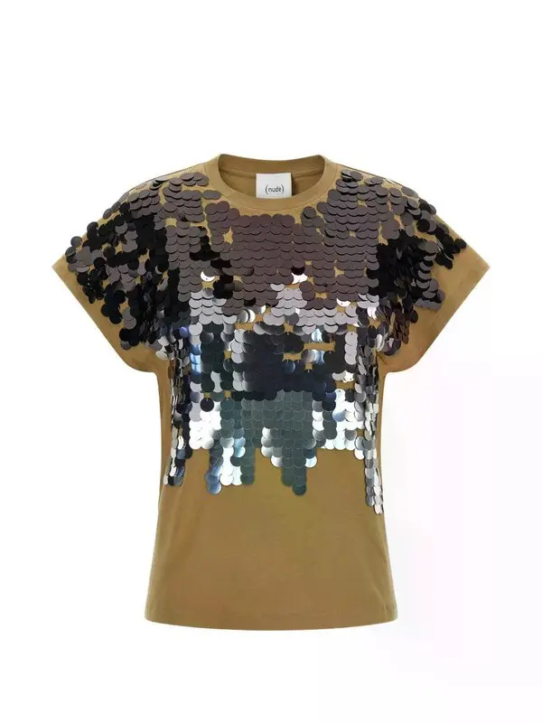 NUDE Embellishment Crew Neck T-shirt - Brown
