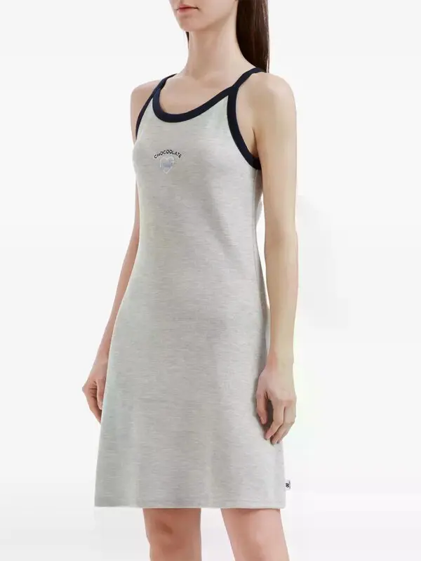 CHOCOOLATE Logo-embroidered Mini Dress - Grey