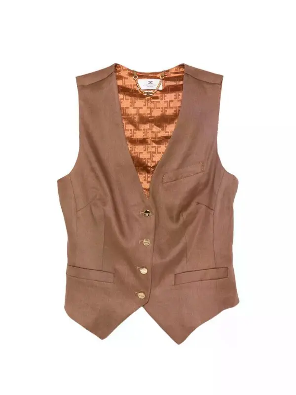 Elisabetta Franchi Linen-blend And Crêpe Waistcoat