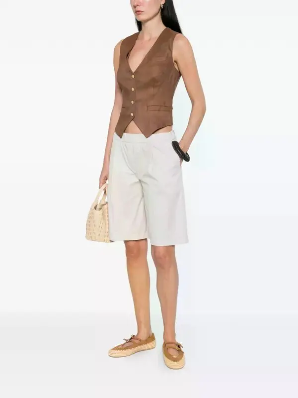 Elisabetta Franchi Linen-blend And Crêpe Waistcoat