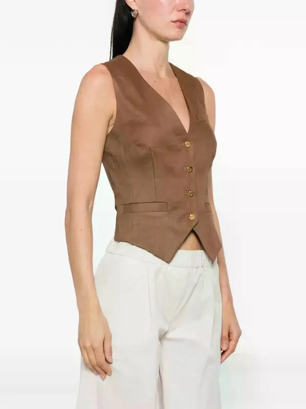 Elisabetta Franchi Linen-blend And Crêpe Waistcoat