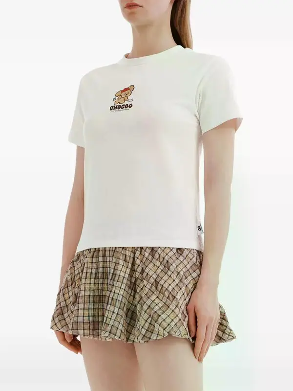CHOCOOLATE Logo-embroidered T-shirt - Neutrals