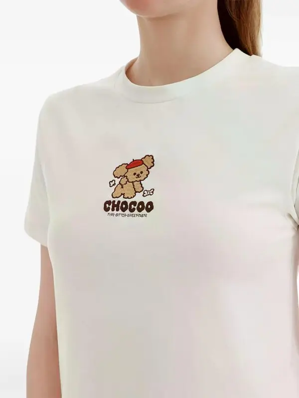 CHOCOOLATE Logo-embroidered T-shirt - Neutrals