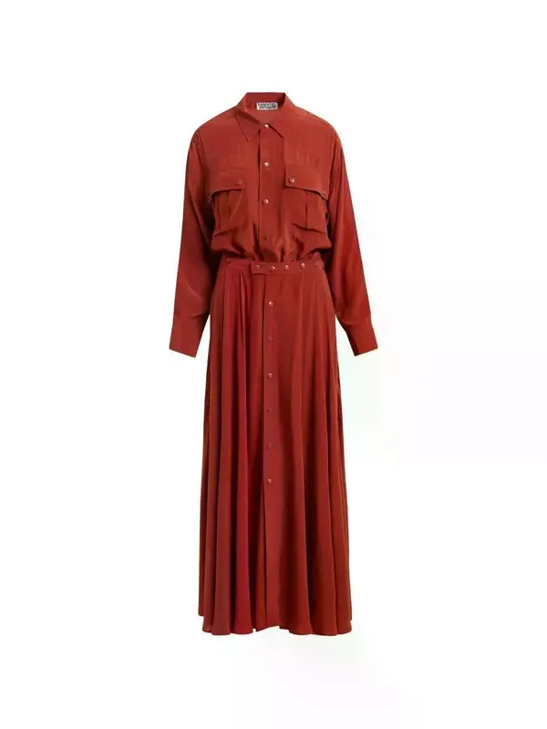Essentiel Antwerp Chest-pockets Midi Dress - Orange