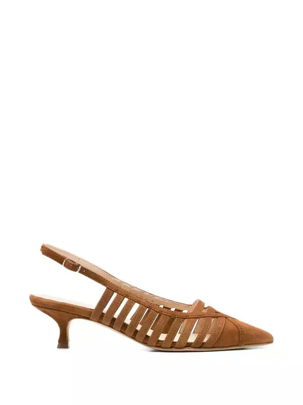 ANNA F. Cut-out Suede Slingback Pumps