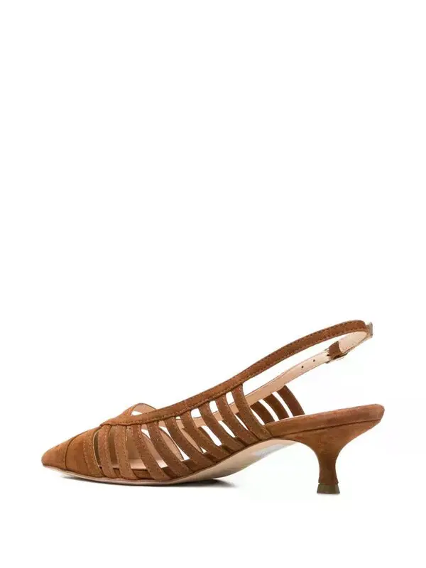 ANNA F. Cut-out Suede Slingback Pumps