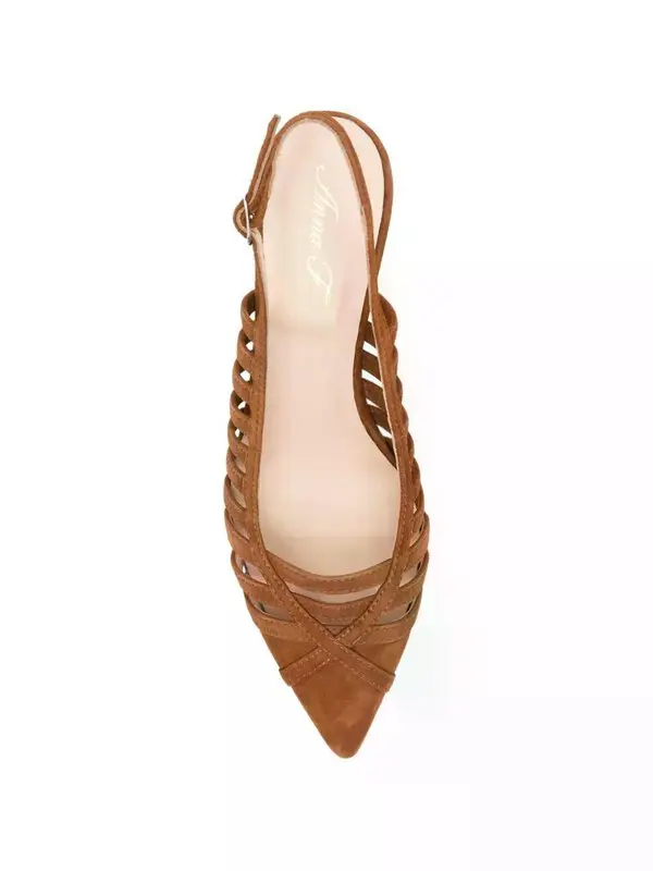 ANNA F. Cut-out Suede Slingback Pumps