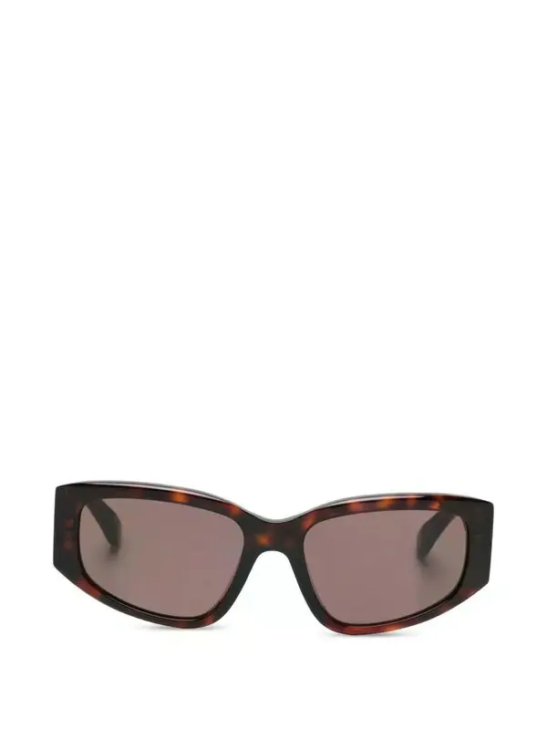 Balenciaga Logo Rectangle Sunglasses - Brown