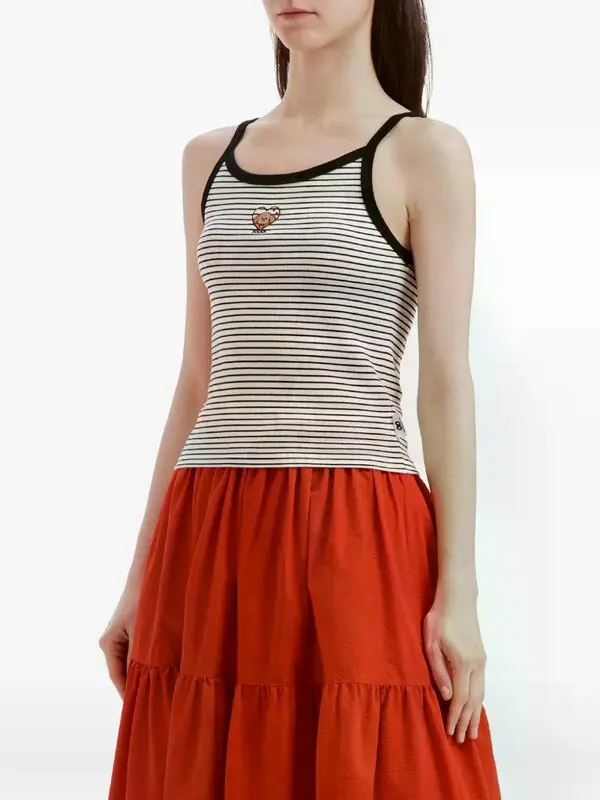 CHOCOOLATE Striped Embroidered Top