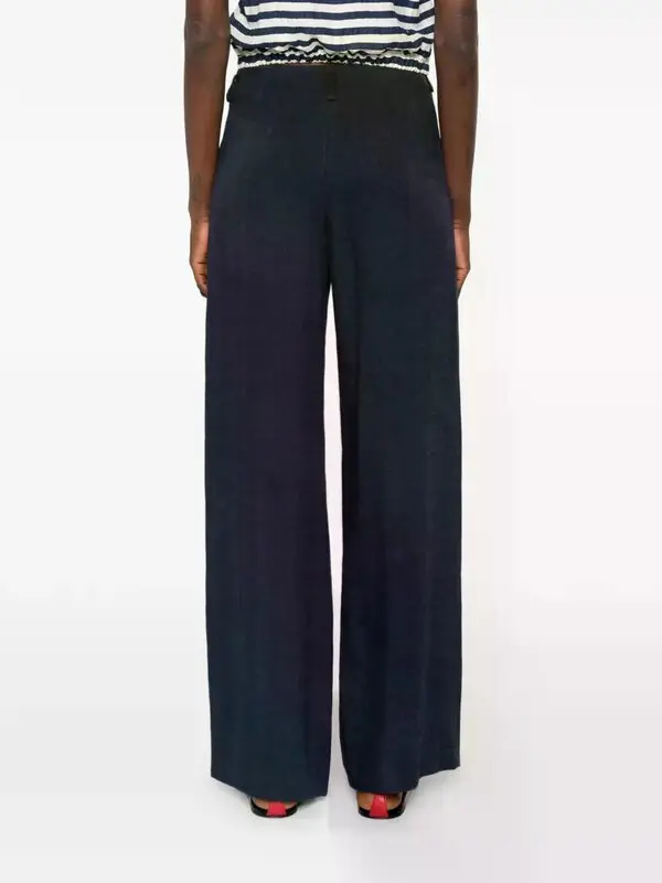 Maje High-waisted Sailor-front Wide-leg Linen Trousers - Blue