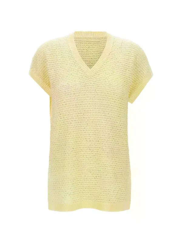 Fabiana Filippi Micro Sequins V-neck Sweater - Yellow